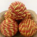 Red and Gold Tinsel Wrapped Decorative Rope Ornament Balls, Wreath ...
