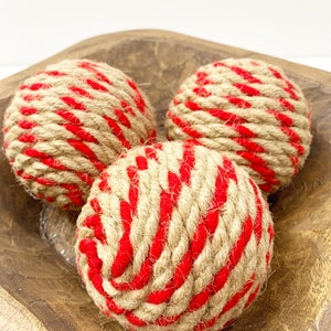 Twist Natural and Red Nautical Decorative Rope Ornament Balls, Wreath ...