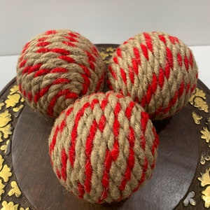 Twist Natural and Red Nautical Decorative Rope Ornament Balls, Wreath ...