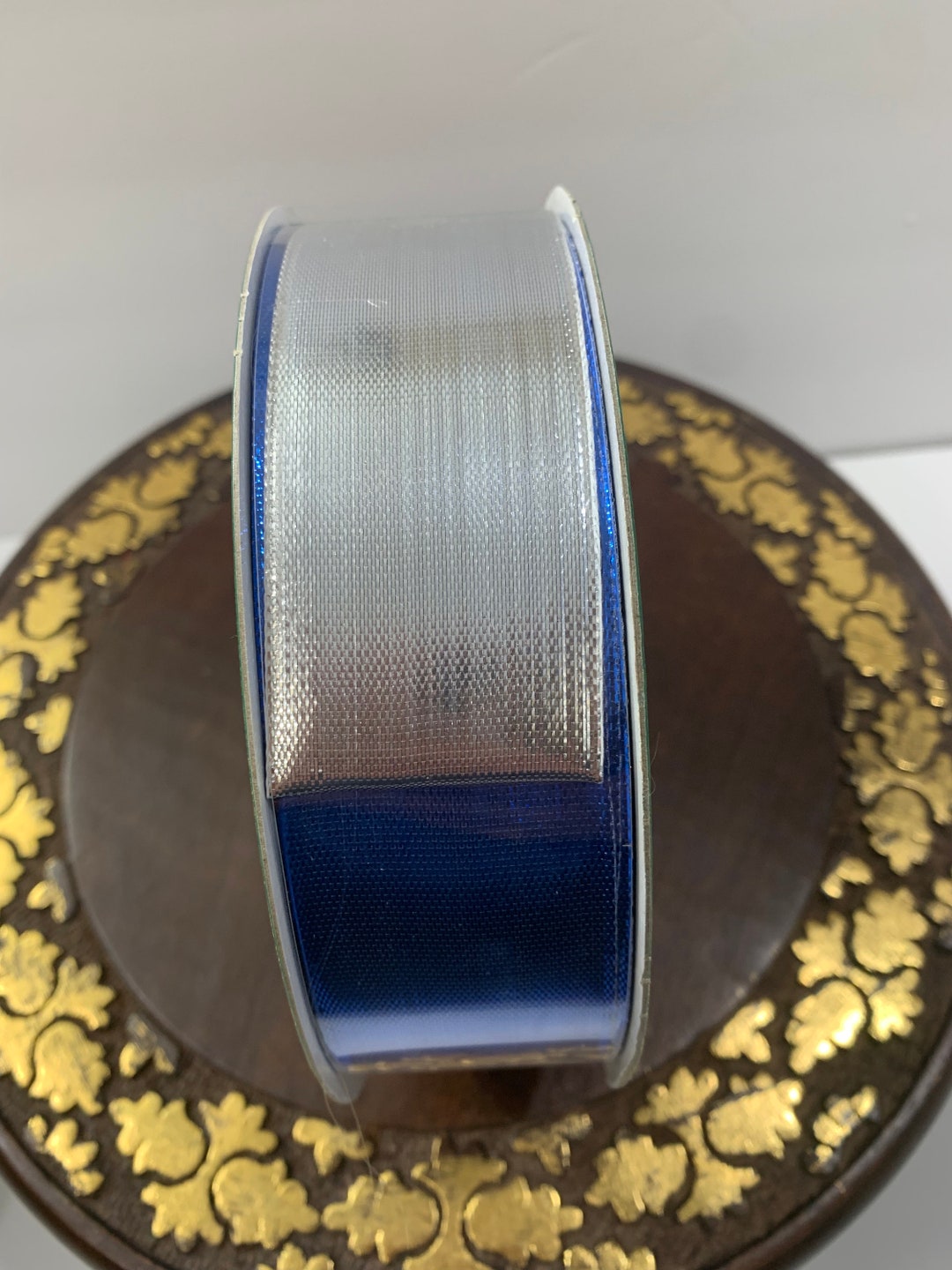 Blue and Silver Satin 2 Sided Ribbon, WIRED 50 Yard Roll 1.5 Inch ...