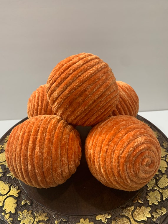 Copper/orange Velvet Balls Decorative Yarn Ornament Balls | Etsy