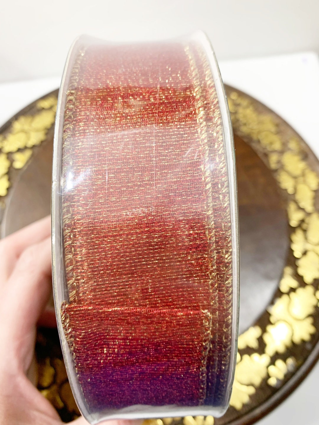 Red and Gold Sheer Ribbon WIRED 50 Yard Roll 1.5 Inch - Etsy