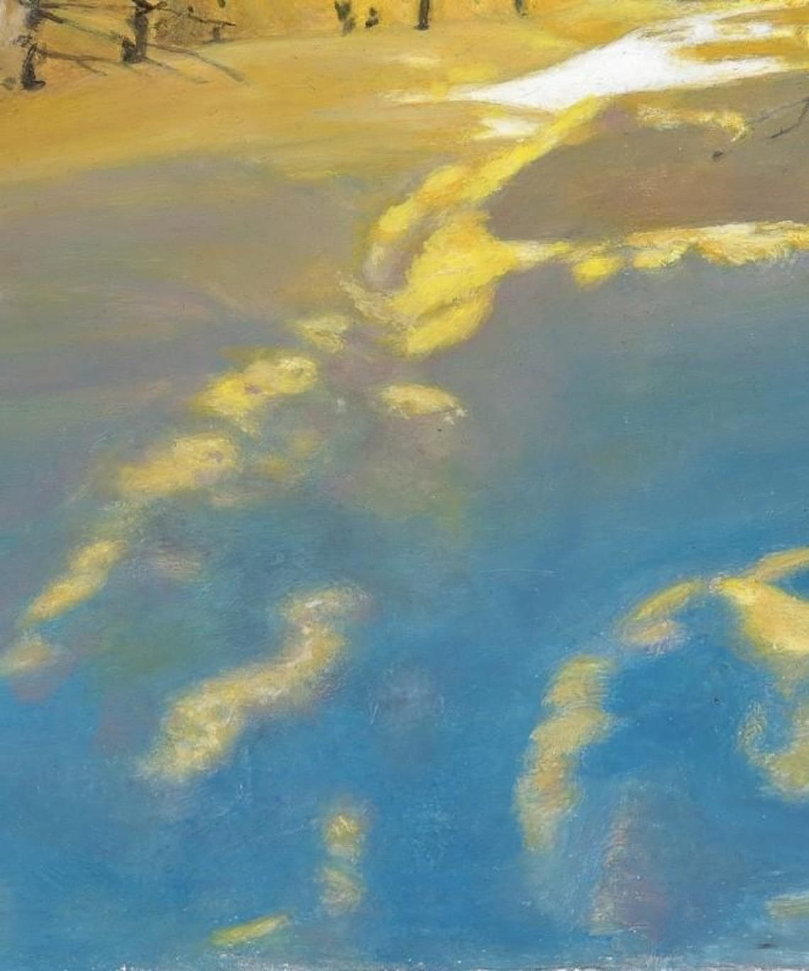 Original Art, Oil Pastel, Winter Scene, Sunny Winter Day, Fresh ...