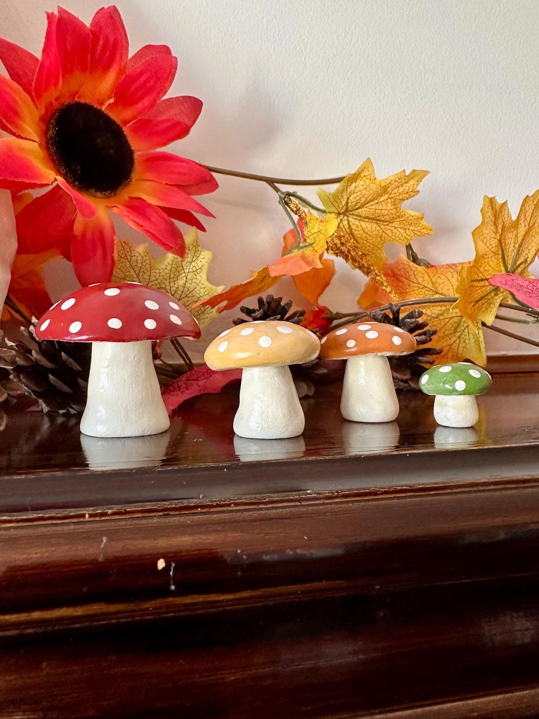 Set of 4 Mini Mushroom Toadstools, Fall Autumn Shelf Decor, Cottagecore ...
