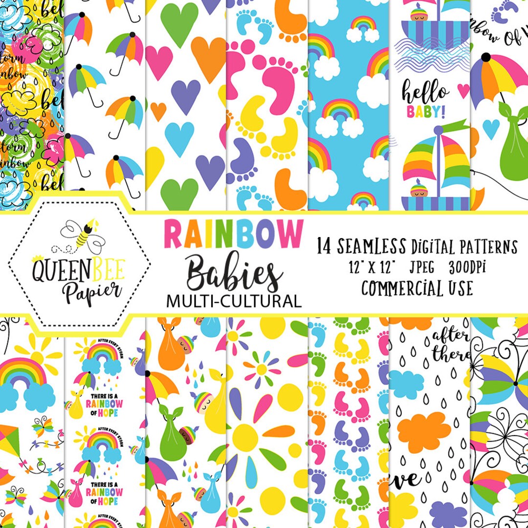 Baby Digital Paper Rainbow Baby Digital Patterns Seamless - Etsy
