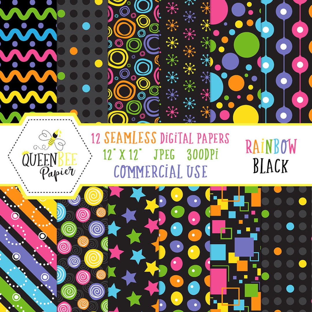 Rainbow Digital Paper Pack Commercial Use Scrapbook Paper - Etsy