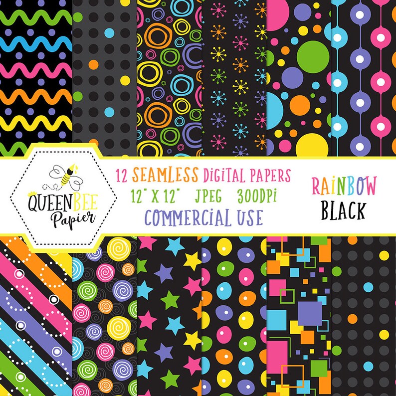 Rainbow Digital Paper Pack Commercial Use Scrapbook Paper - Etsy