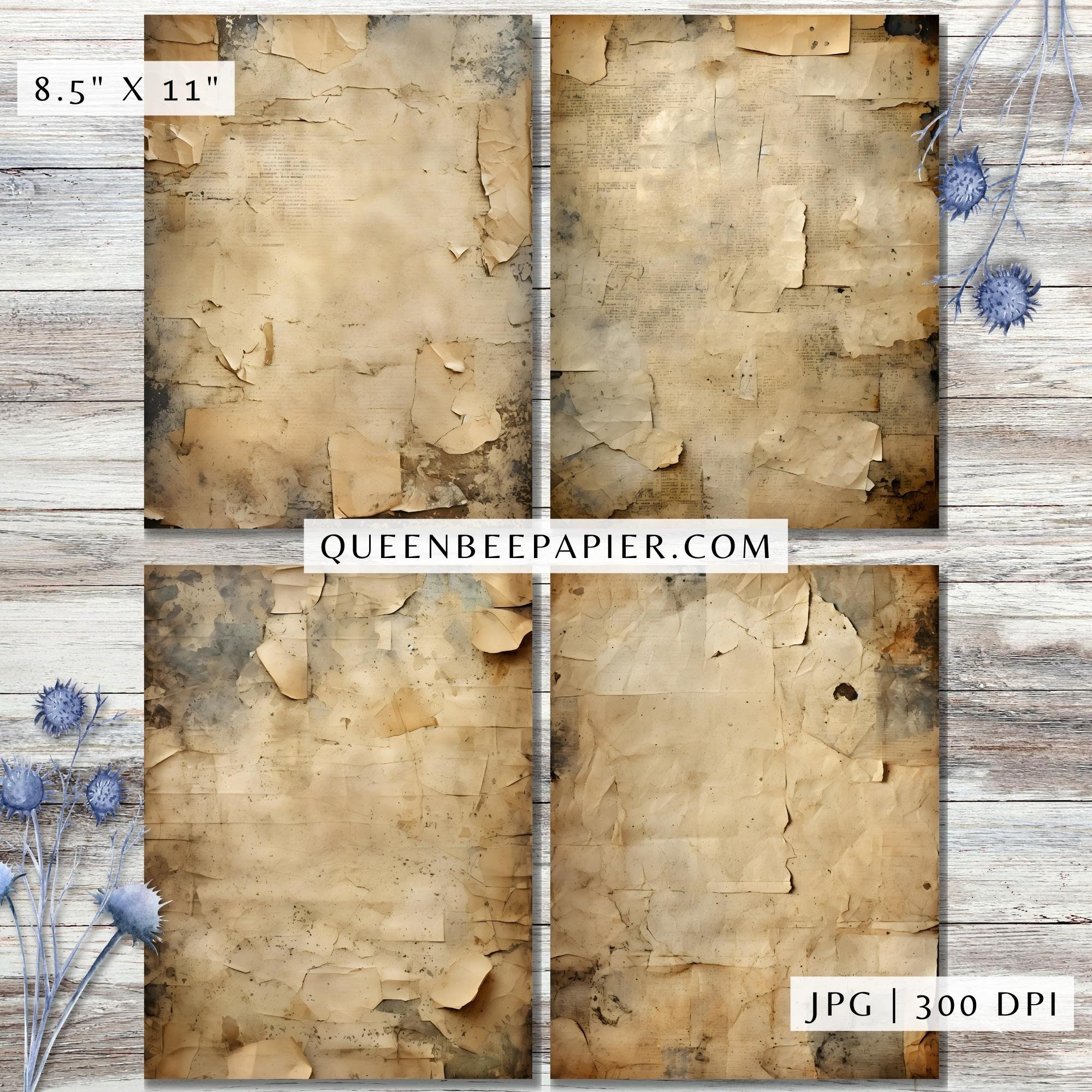 Antique Torn Digital Paper, Vintage Ripped Old Aged Printable Scrapbook ...