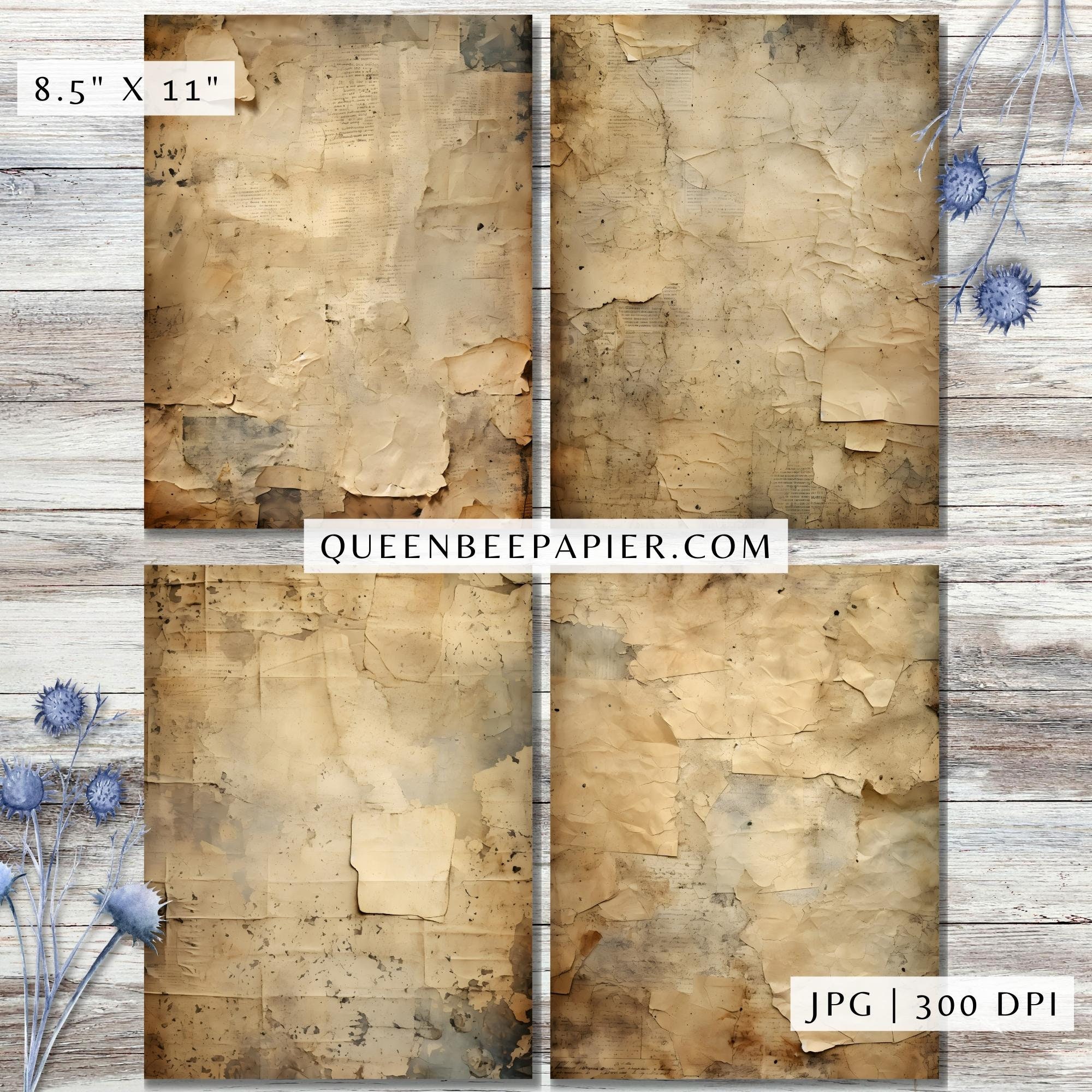 Antique Torn Digital Paper, Vintage Ripped Old Aged Printable Scrapbook ...