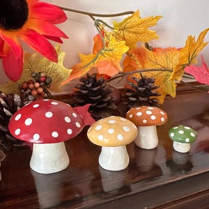 Set of 4 Mini Mushroom Toadstools, Fall Autumn Shelf Decor, Cottagecore ...