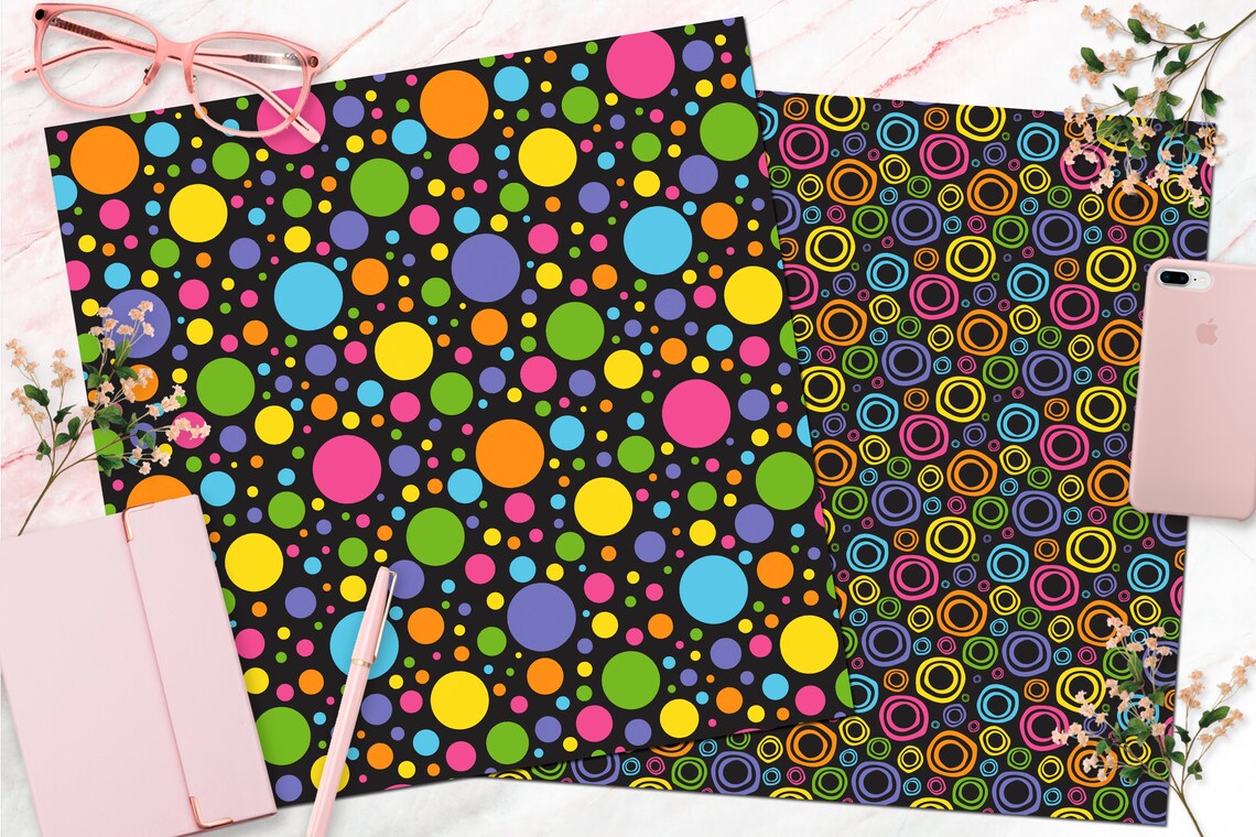 Rainbow Digital Paper Pack Commercial Use Scrapbook Paper - Etsy