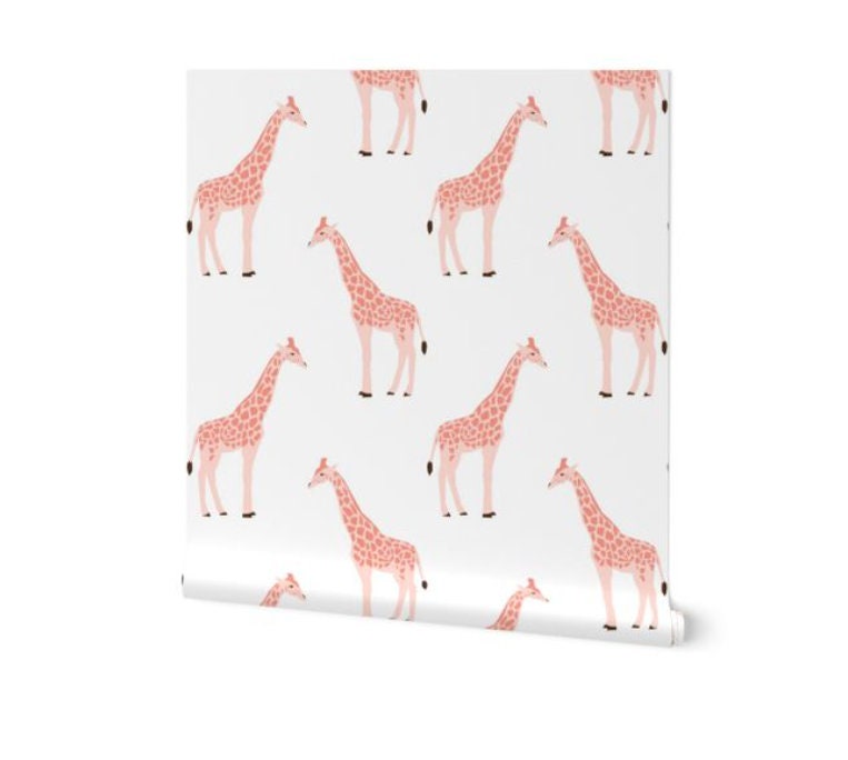 Pink Giraffe Wallpaper | Nursery Wallpaper | Peel and Stick | Removable ...