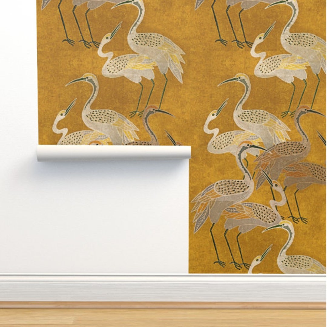 Crane Wallpaper | Cranes Golden Hour Peel and Stick | Removable ...