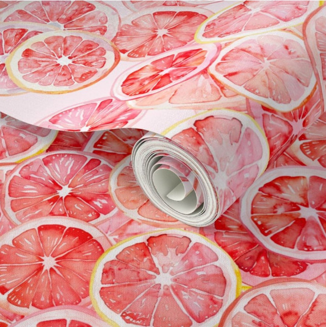 Pink Grapefruit Slice Wallpaper | Peel and Stick | Removable Wallpaper ...