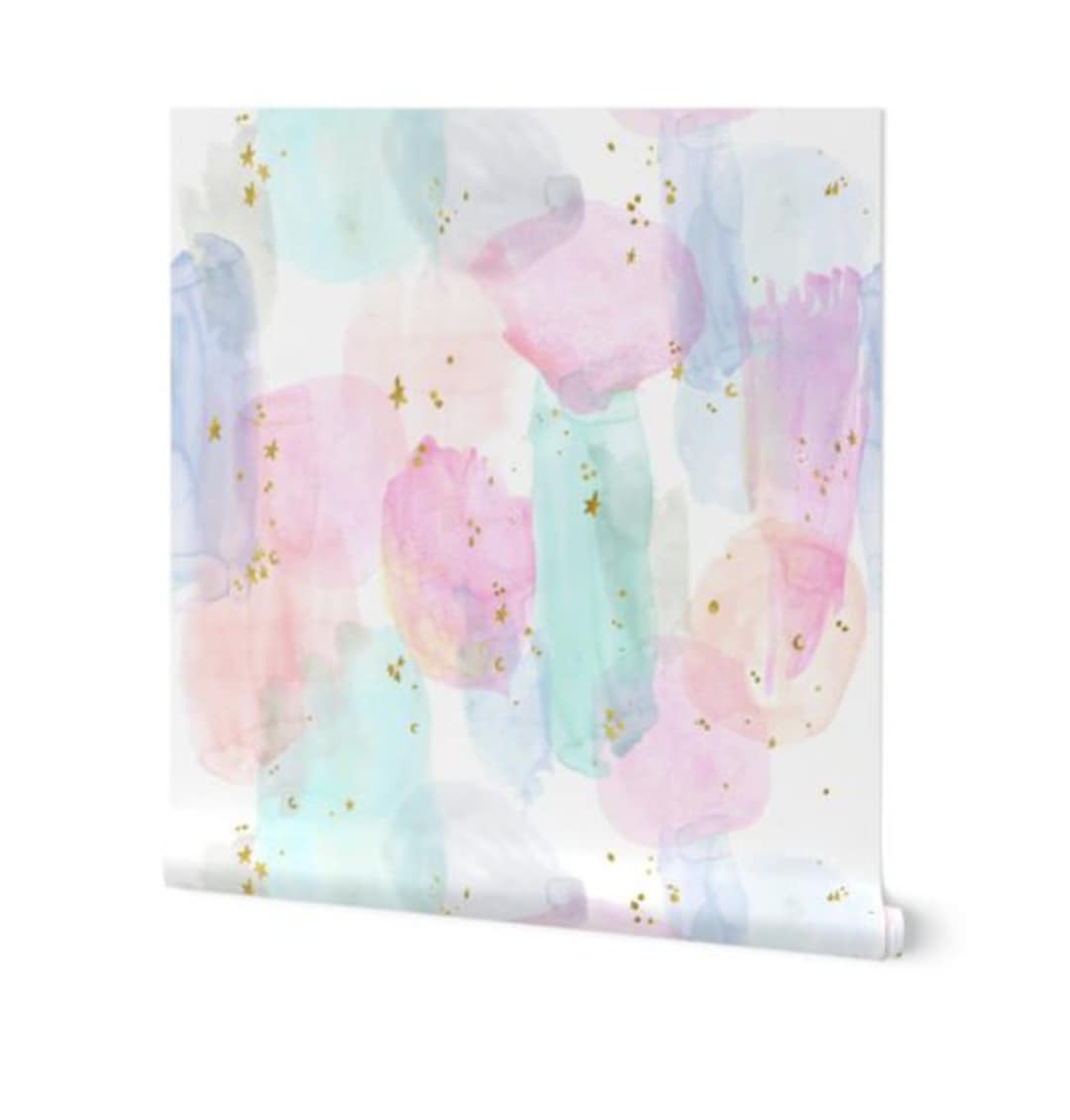 Watercolor Rainbow Wallpaper | Rainbow Stars | Peel and Stick ...