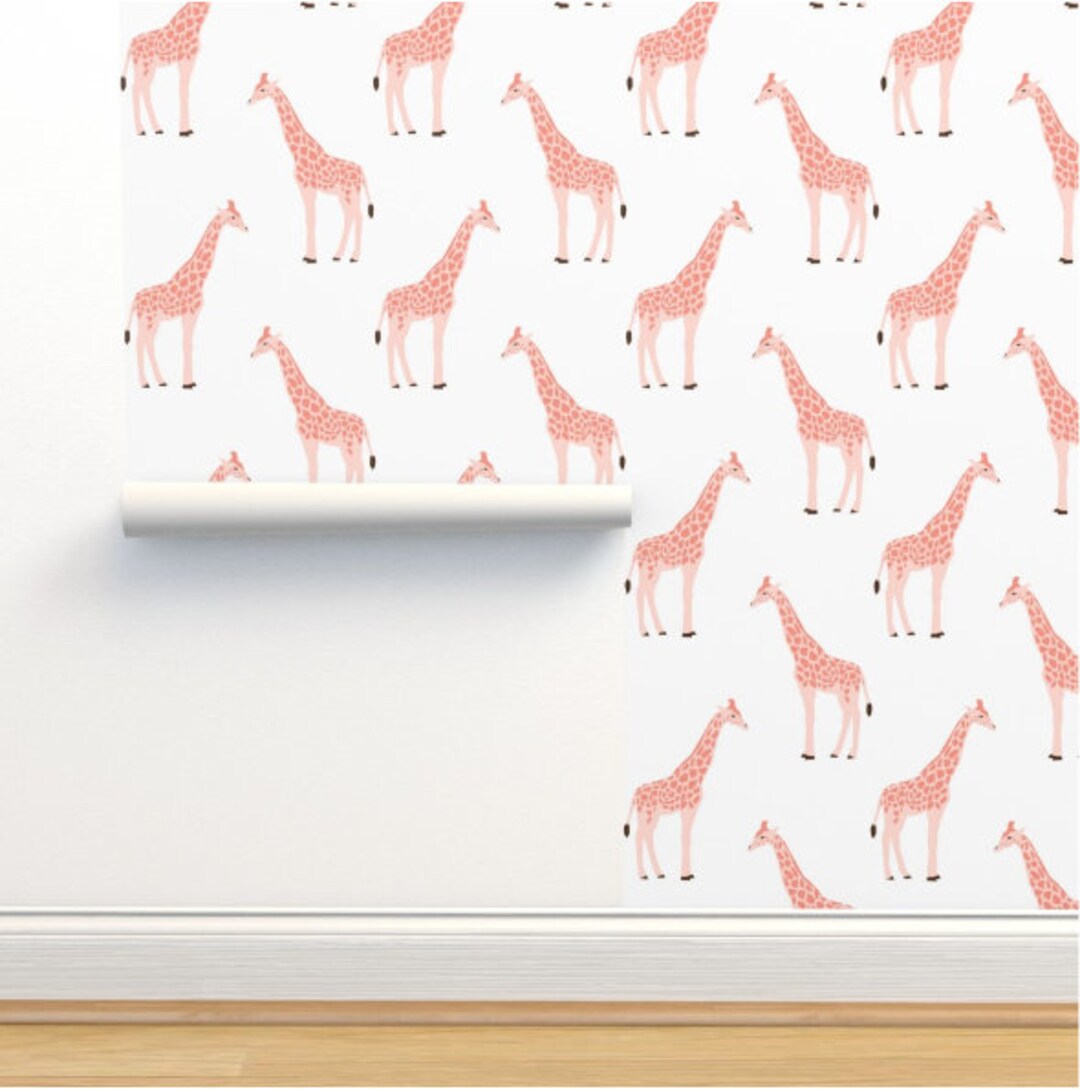 Pink Giraffe Wallpaper | Nursery Wallpaper | Peel and Stick | Removable ...
