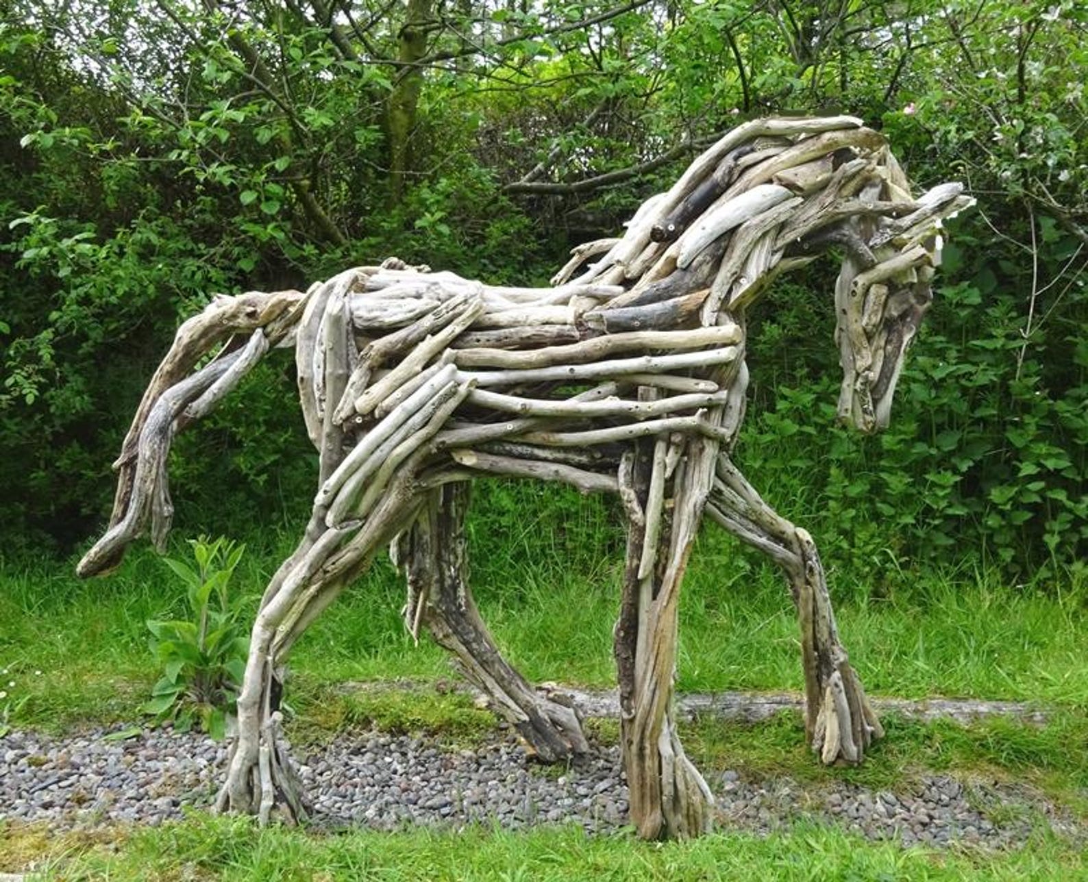 Large Wooden Horse Pony Garden Sculpture - Etsy UK