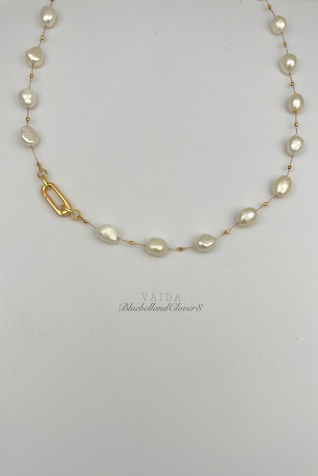 Pearl Chain Necklace | Floating Pearl Necklace | Baroque Pearl Chain ...