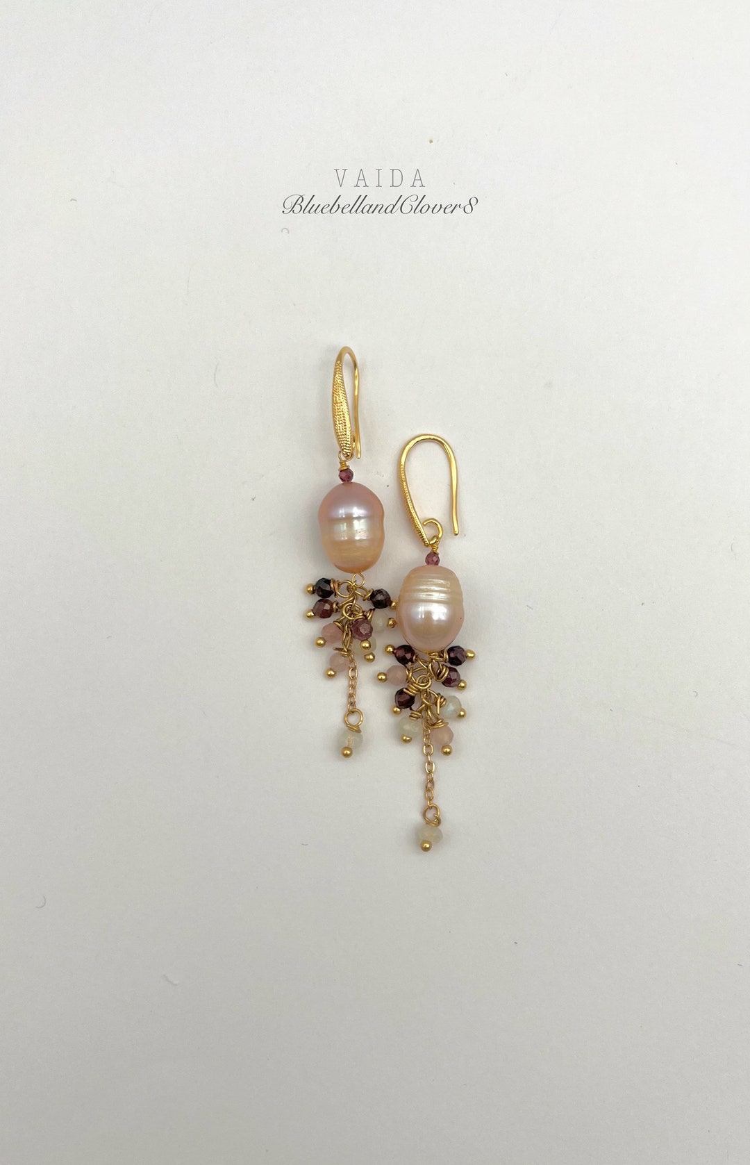 Statement Gemstone Earrings Natural Freshwater Pink Baroque Pearls ...