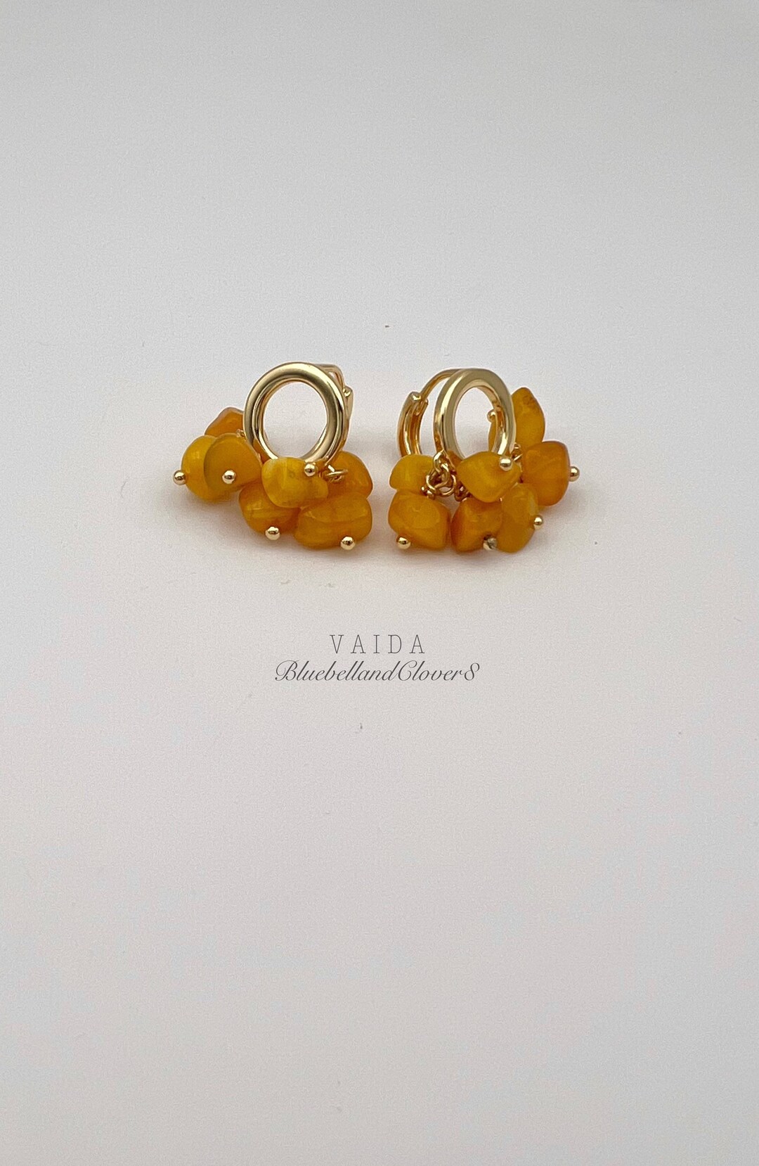 Natural Egg Yolk Baltic Amber Cluster Earrings Gold Amber Earrings ...