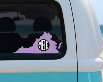 Monogram State Decal - Etsy