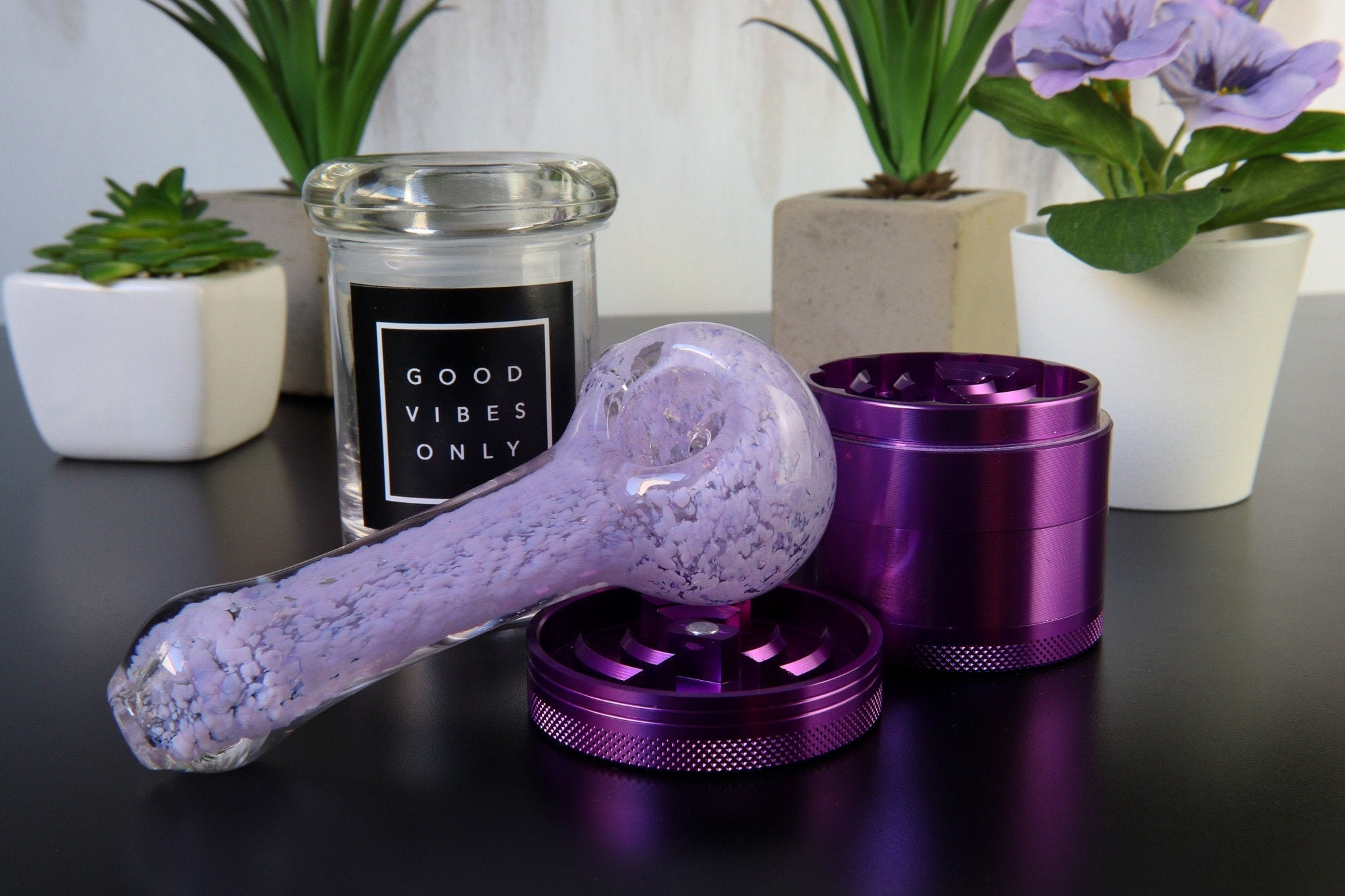 Purplelicious FULL SET: 4 Inches Glass Smoking Pipe Herb - Etsy