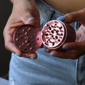 Pink Glass Smoking Pipe Set: Grinder and Airtight Jar - Etsy