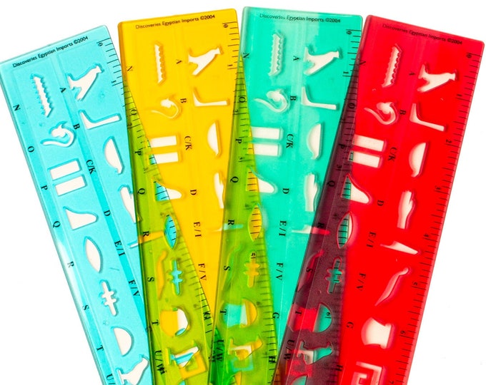 Plastic Hieroglyphic Stencil Ruler Assorted Colors Egyptian Study ...
