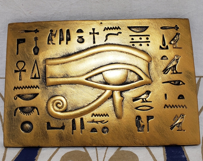 Gold Eye of Ra Plaque: Egyptian Wall Art Decor - Etsy