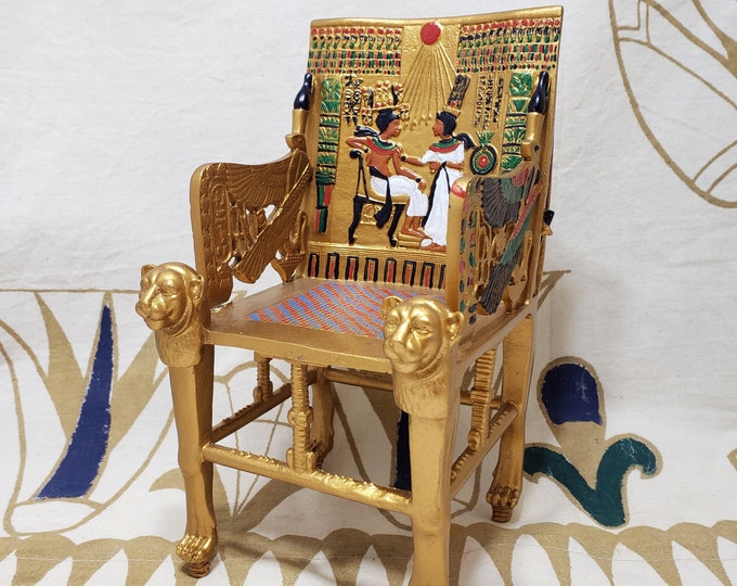 Egyptian King Tut Tomb Chair Figurine - Ceremonial Throne of ...