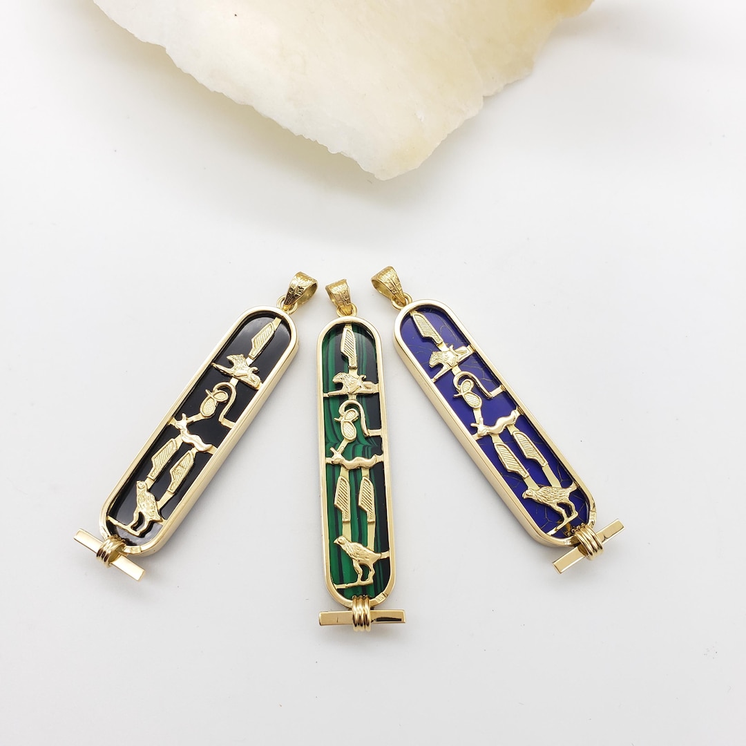 18k Gold Egyptian Cartouche Pendant: I Love You Hieroglyphic Necklace ...