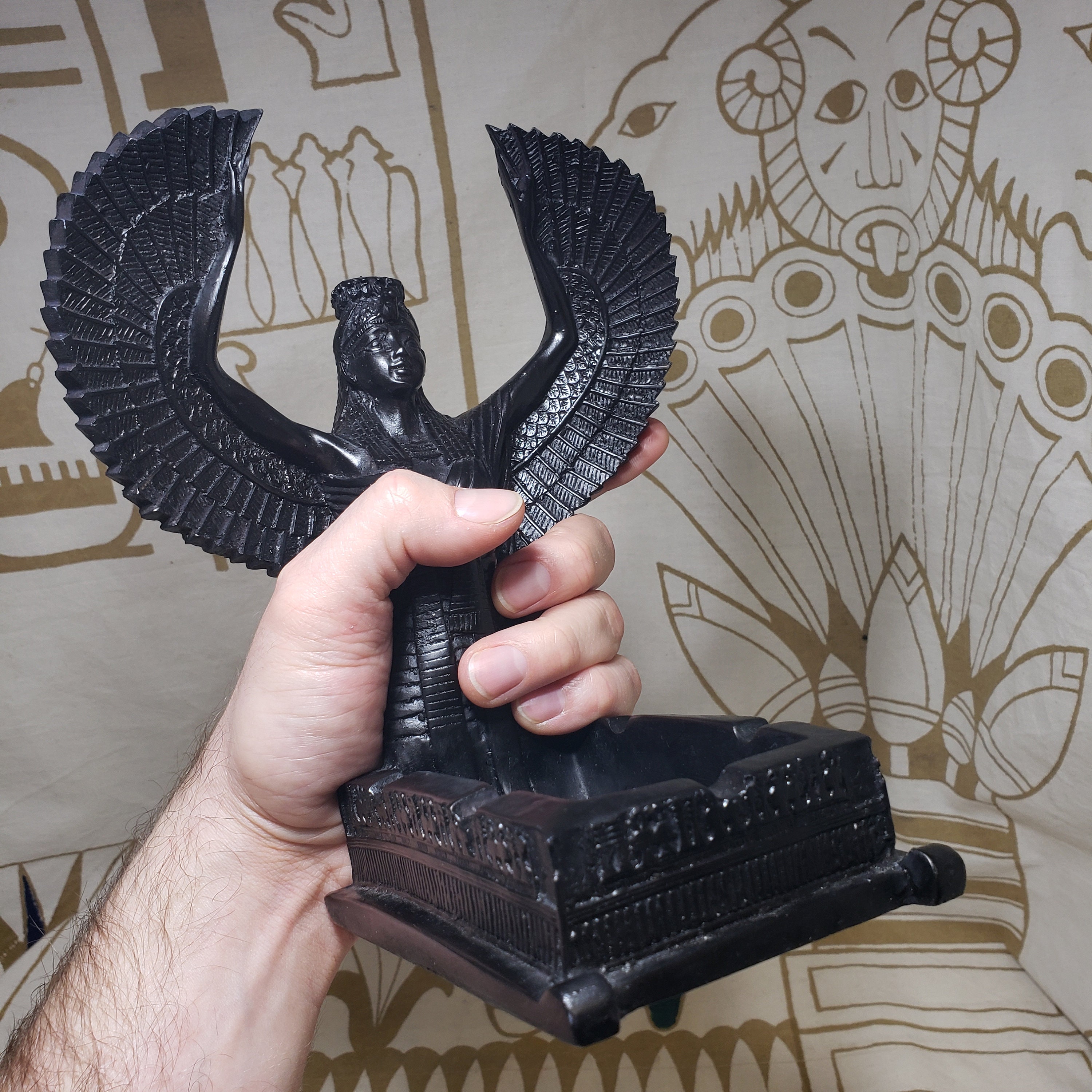 Egyptian Goddess Isis Statue With Tray - Ashtray/incense Holder ...