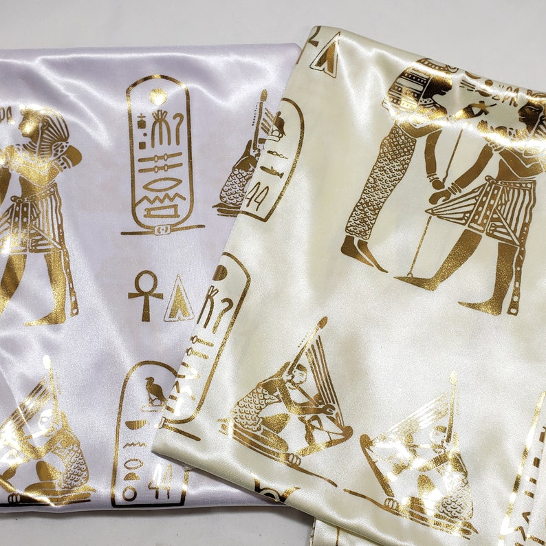 Hieroglyphic Pharaonic Scarf - Black/gold or Cream/gold- Made in Egypt ...