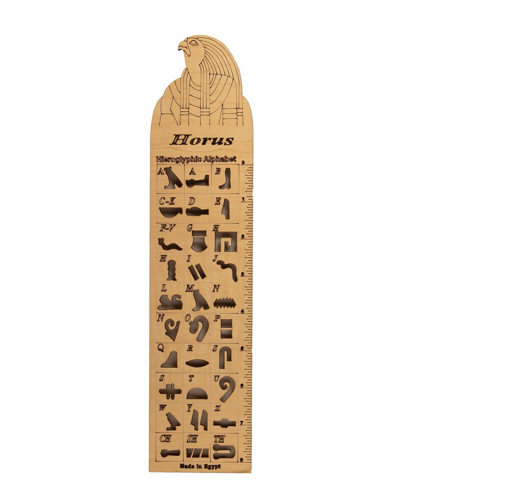 Wooden Hieroglyphic Stencil Ruler Egyptian God Horus Egyptian Study ...
