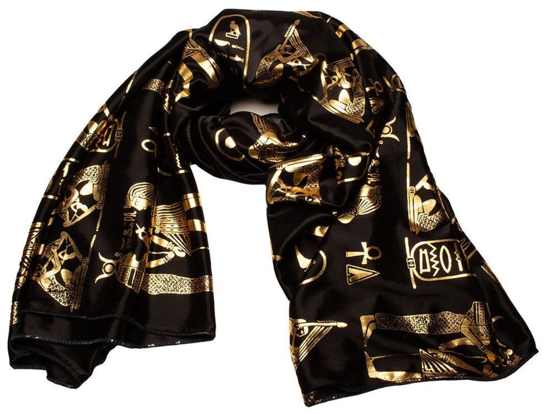 Hieroglyphic Pharaonic Scarf Black/gold or Cream/gold Made - Etsy