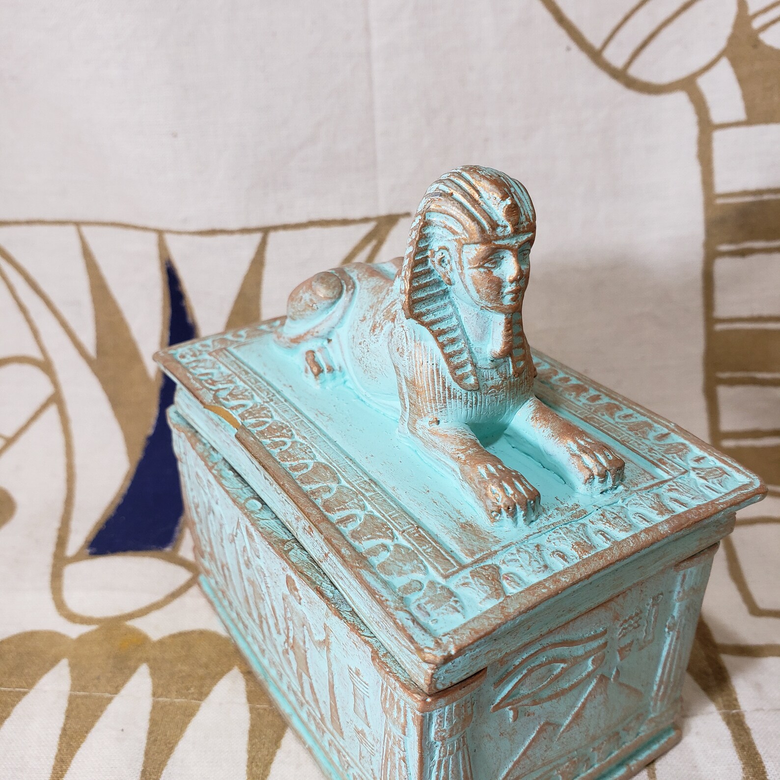 Egyptian Sphinx Treasure Box Patina Lion Pyramids of Giza - Etsy