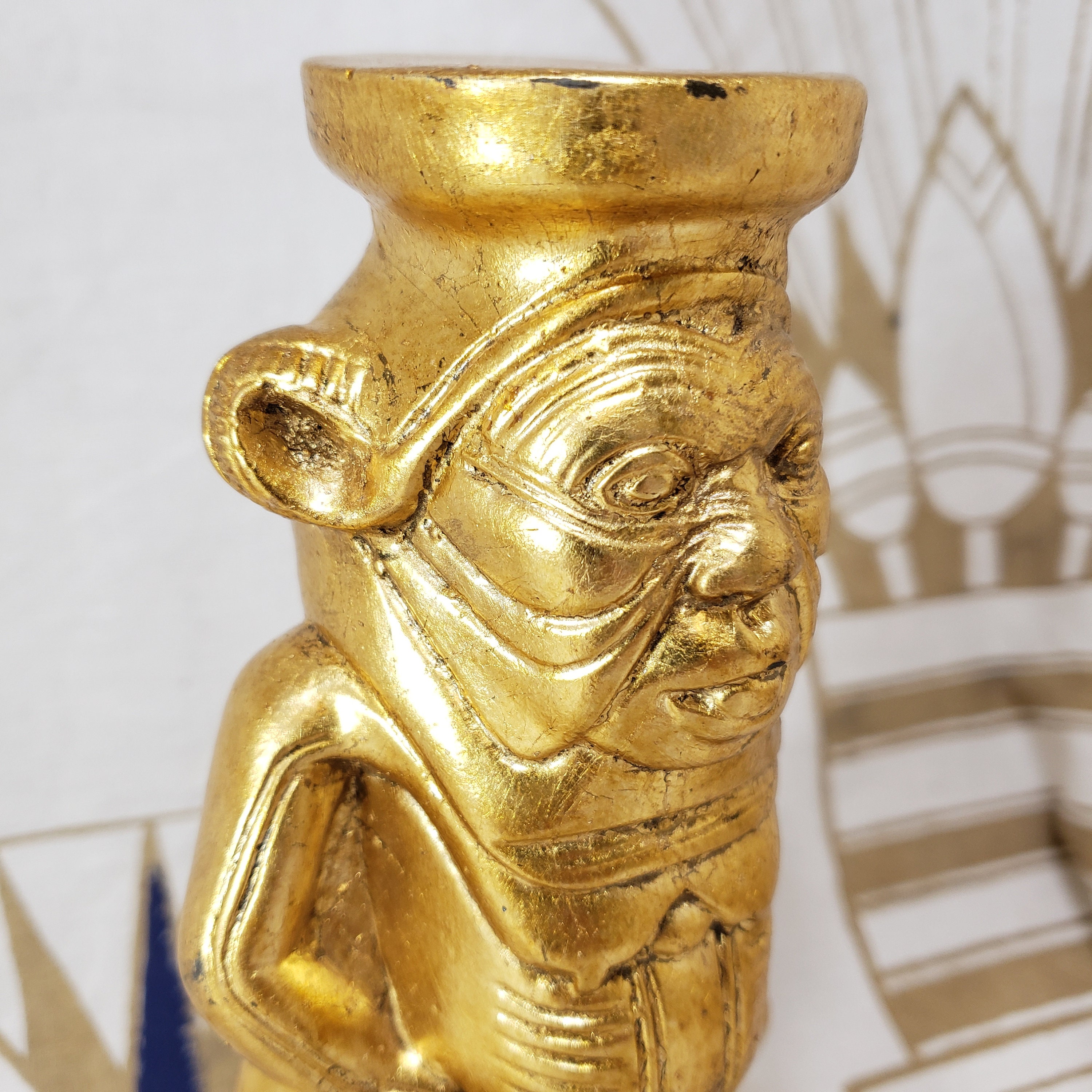 Egyptian God Bes Statue Collectible Gold Leaf Made in Egypt - Etsy
