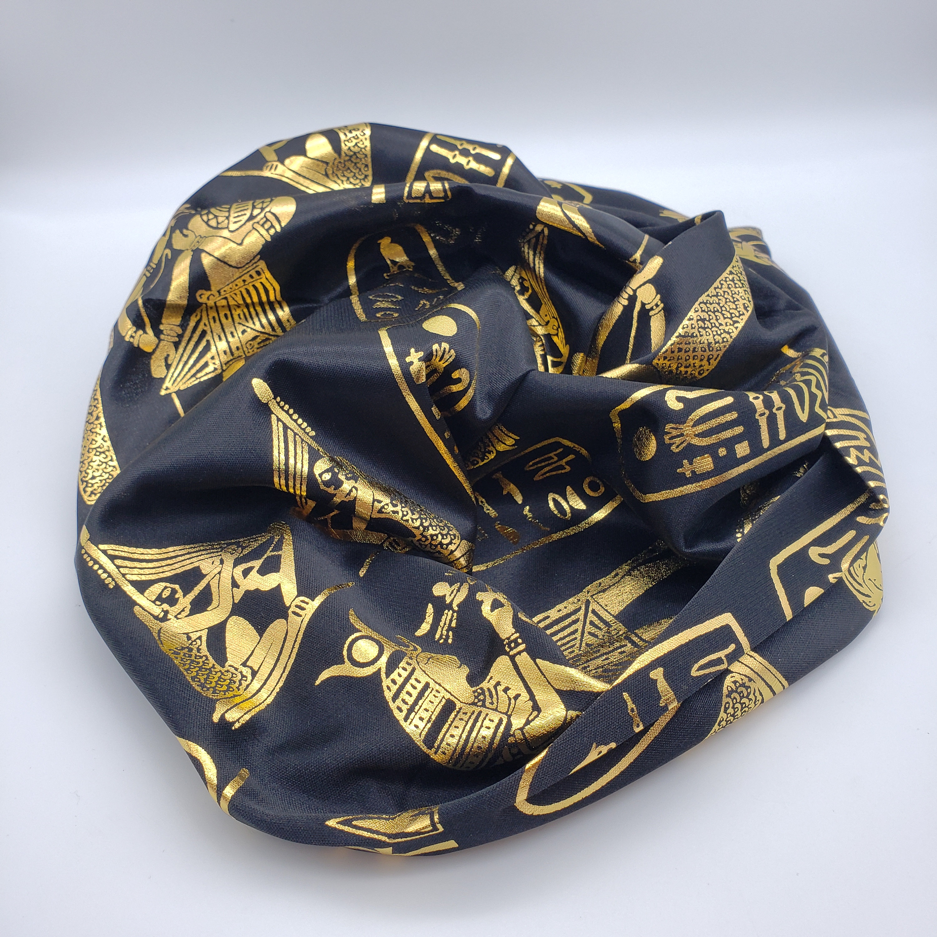 Hieroglyphic Pharaonic Scarf - Black/gold or Cream/gold- Made in Egypt ...