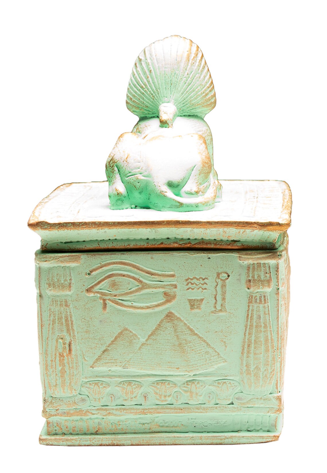 Egyptian Sphinx Treasure Box - Patina Lion - Pyramids of Giza- Made in ...