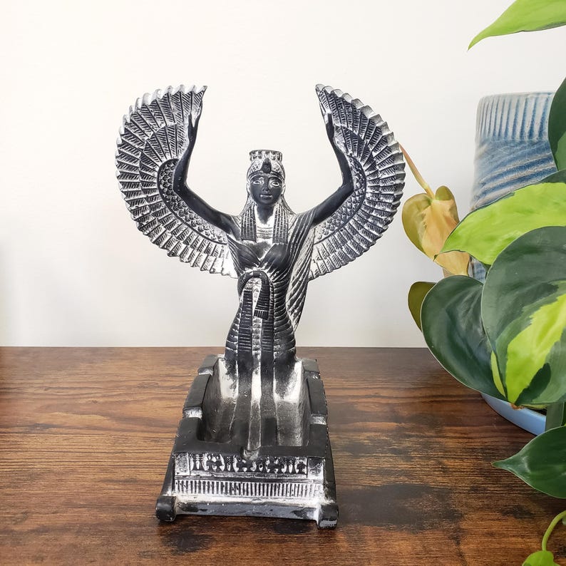 Egyptian Goddess Isis Statue With Tray - Ashtray/incense Holder ...