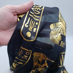 Hieroglyphic Pharaonic Scarf - Black/gold or Cream/gold- Made in Egypt ...