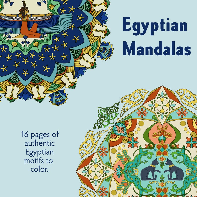 Mandala Adult Coloring Book Ancient Egyptian Inspired / 16 Page ...