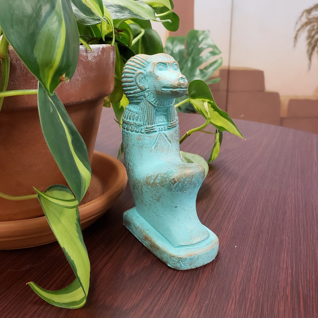 Patina Babi Egyptian God Statue - Ancient Egypt Deity - Baboon Figurine ...