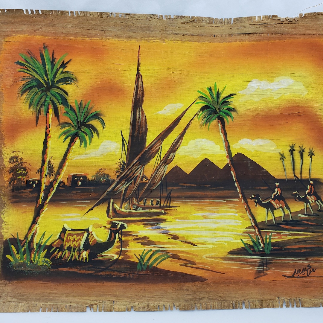 Egyptian Papyrus Painting - Egyptian Papyrus Paper - Pyramids of Giza ...