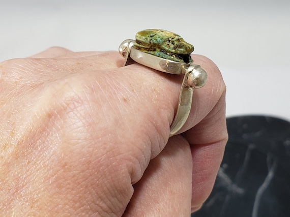 Egyptian Scarab Swivel Ring - Hinged Soapstone Scarab… - Gem