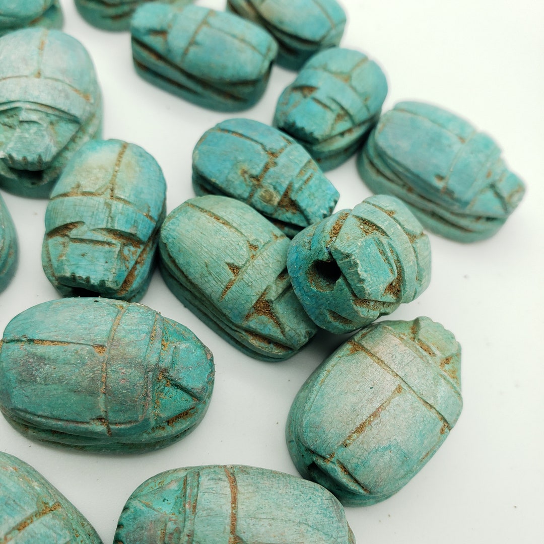 Egyptian Scarab Beads Soapstone Hand Carved 12pcs Made in Egypt - Etsy