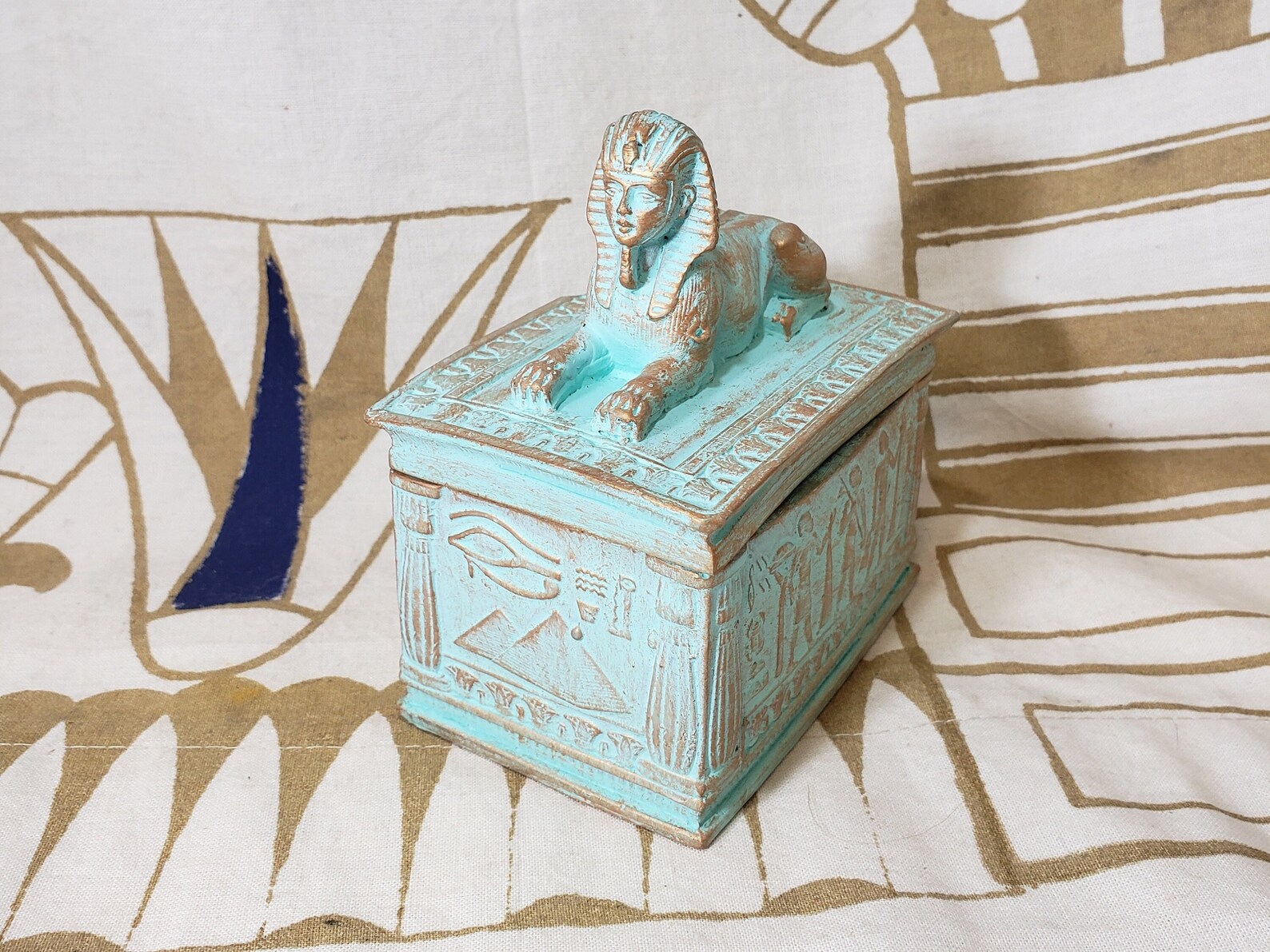 Egyptian Sphinx Treasure Box Patina Lion Pyramids of Giza - Etsy