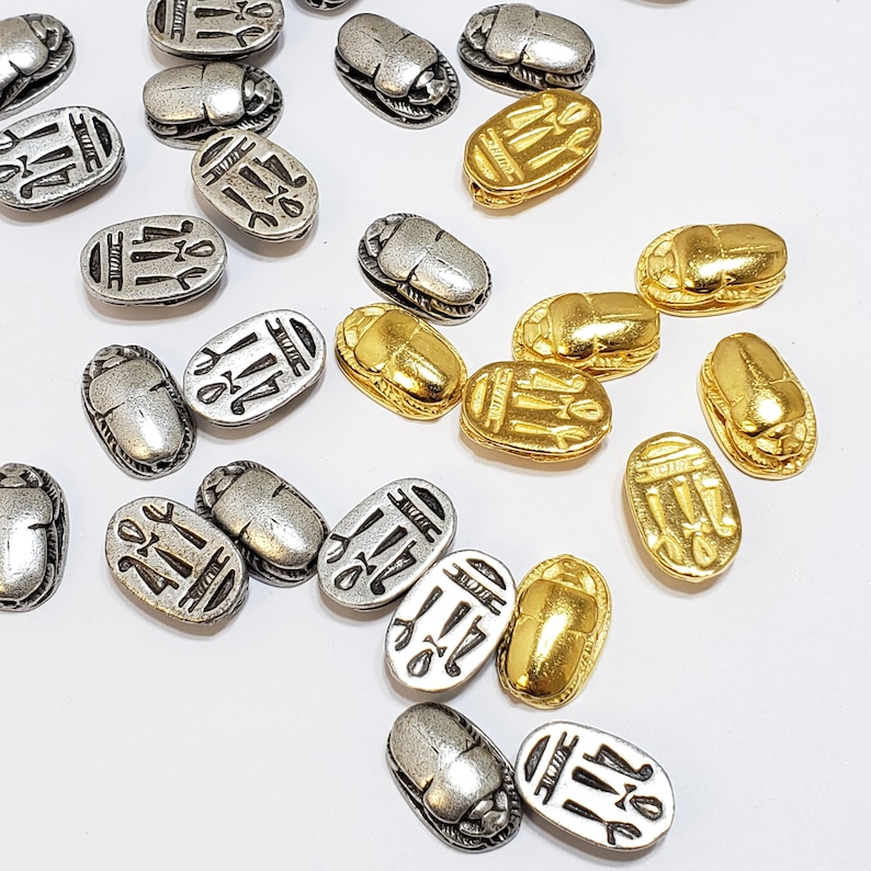 Egyptian Scarab Beads 20 Pcs Silver or Gold - Etsy