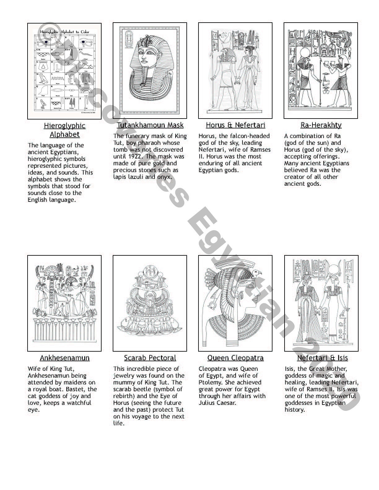 Ancient Egyptian Coloring Book / Coloring Pages Egyptology - Etsy