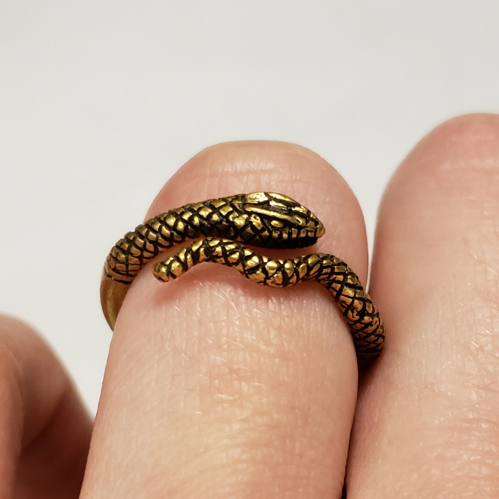 Egyptian Ankh Snake or Bastet Cat Ring Adjustable Antique | Etsy